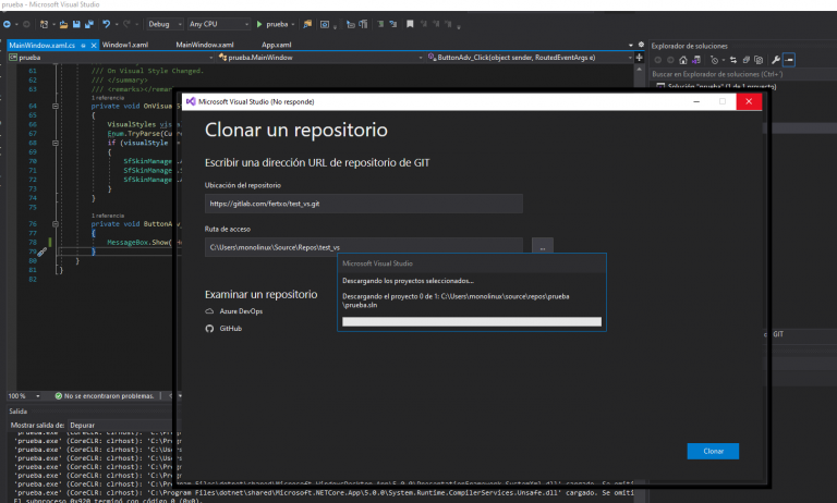 GITLAB EN VISUAL STUDIO 2019 - La trinchera divergente