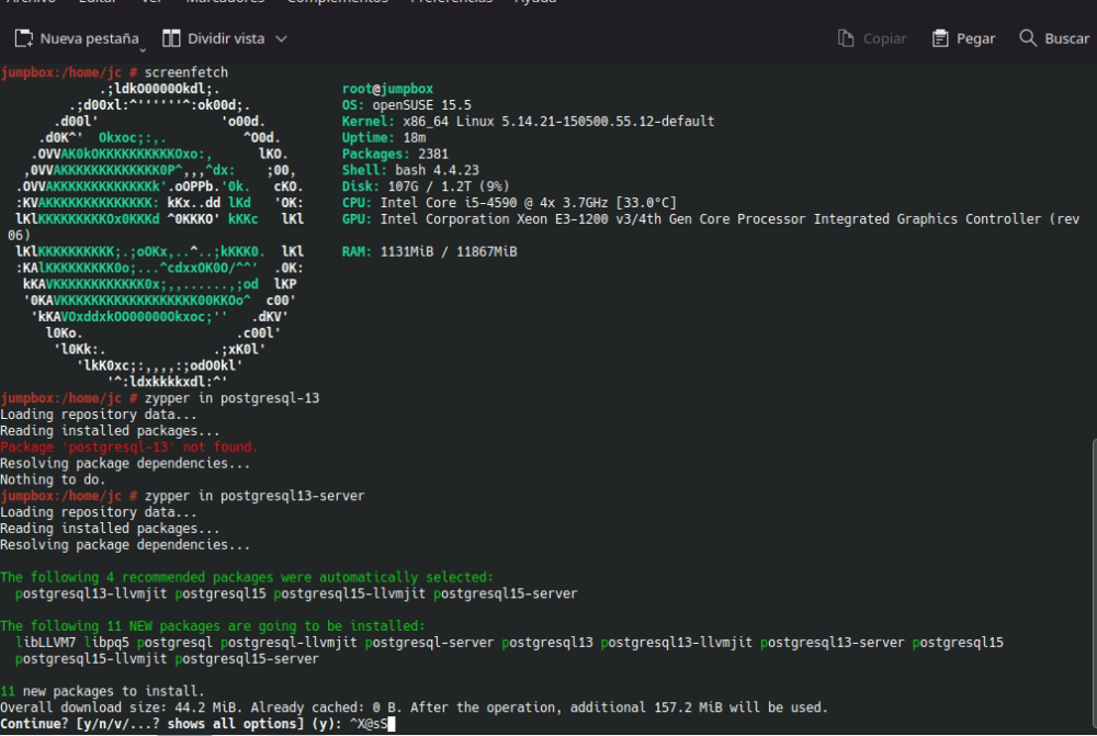 POSTGRESQL EN OPENSUSE - La trinchera divergente